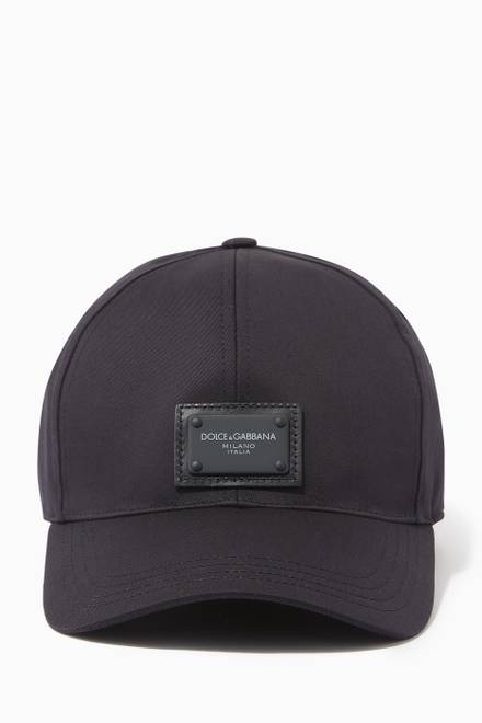 Shop Dolce & Gabbana Black Baseball Cap with DG Patch in Cotton Twill ...