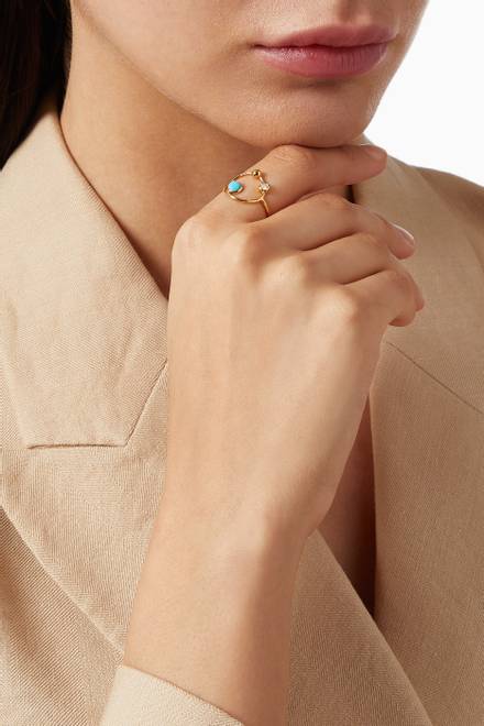 Shop Lillian Ismail Yellow Falak Round Malachite Ring in 18kt Yellow ...