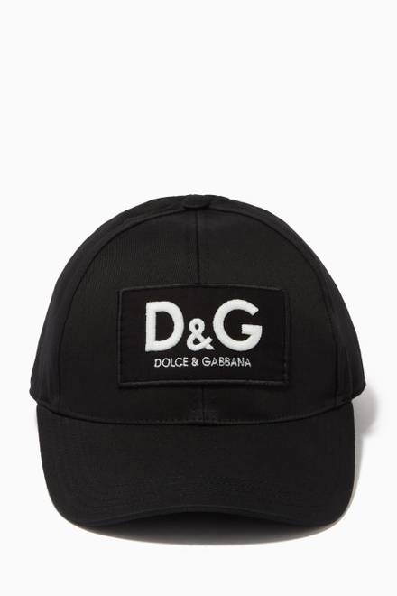 Shop Dolce & Gabbana Black Baseball Cap with DG Patch in Cotton Twill ...